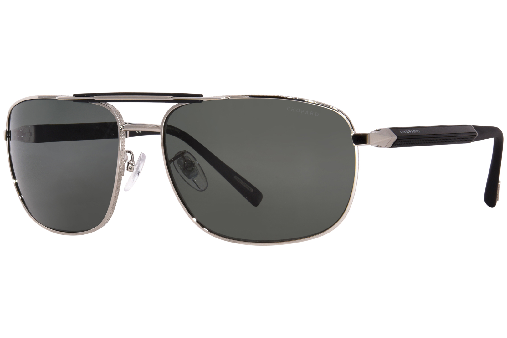 Chopard SCHF81 579P Sunglasses Men's Silver/Green Polarized Pilot 62-17 ...
