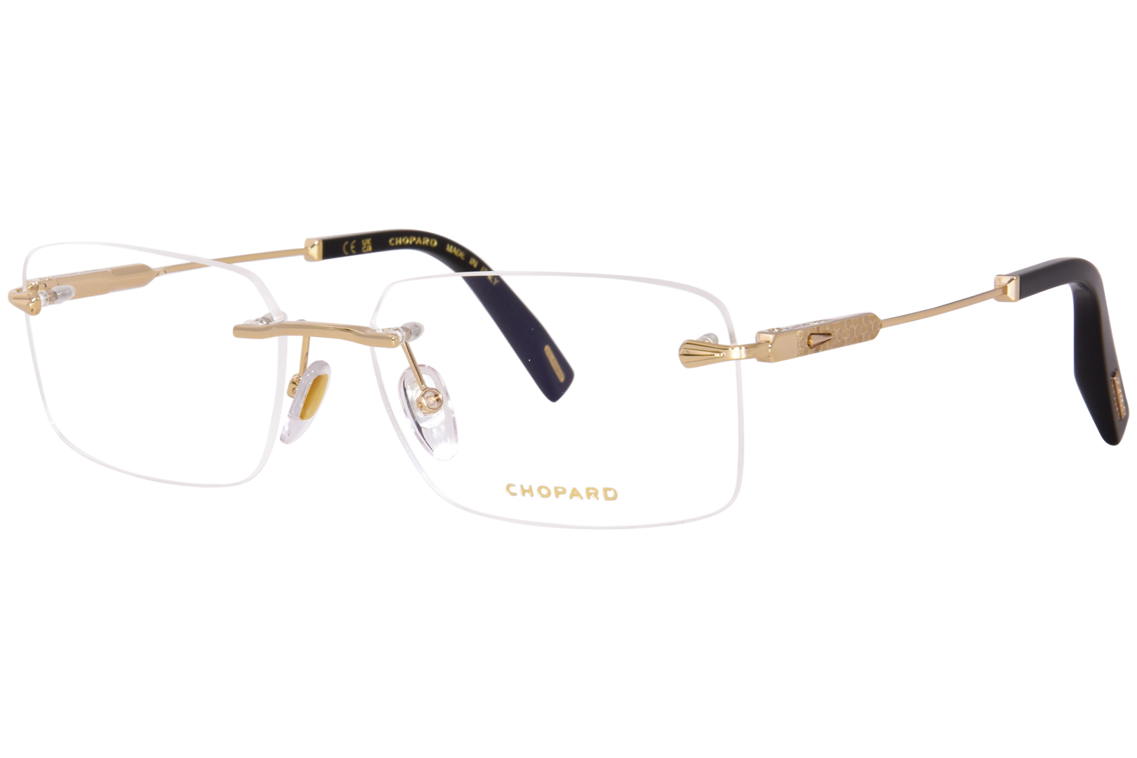 Chopard VCHG57 0300 Eyeglasses Women's Rose Gold Rimless Rectangle ...