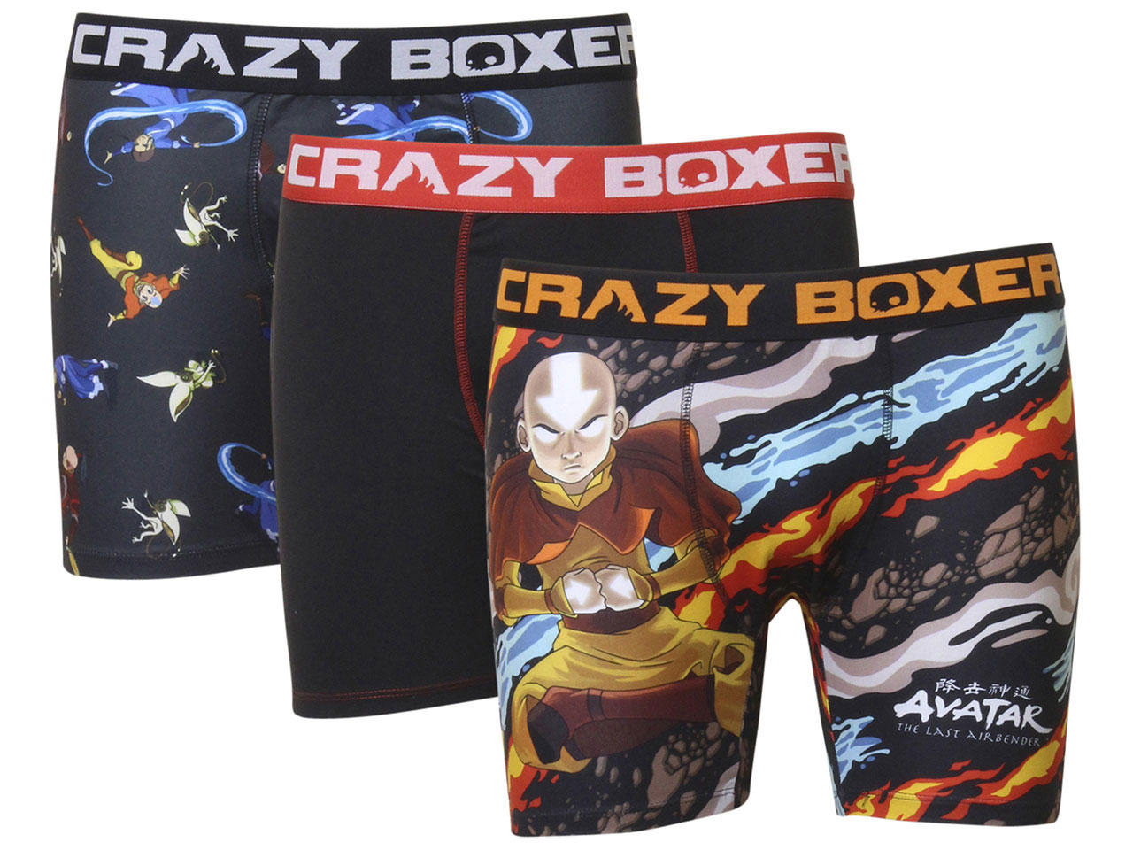 CrazyBoxer Men's Avatar Boxer Briefs Underwear Graphic 3-Pairs Black Sz ...