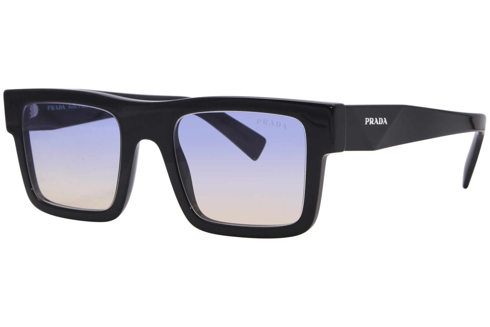 Prada PR 19WS 1AB06Z Sunglasses Men's Black/Yellow/Dark Blue Gradient ...