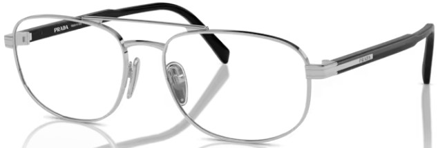 Prada PR A56V 1BC1O1 Eyeglasses Men's Silver/Black Full Rim Oval Shape ...