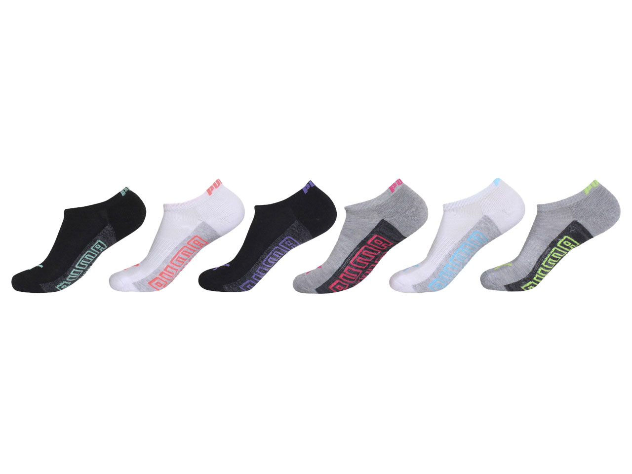 Puma Girl's Socks 6-Pack Low Cut Premium Heather/Multi Sz. 9-11 Fits 4 ...