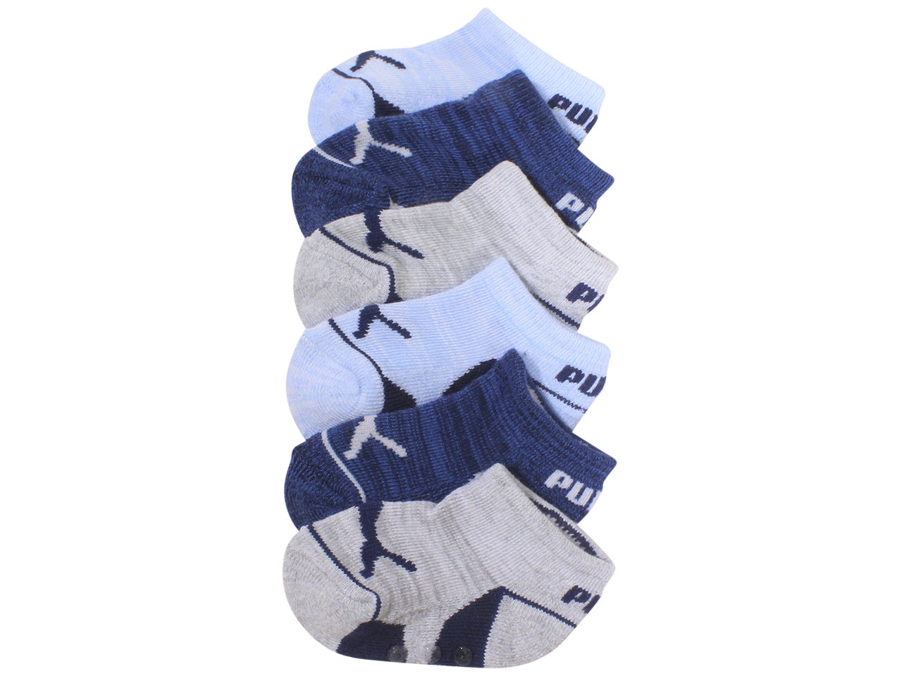 Puma Infant Boy's Ankle Socks 6-Pairs Low Cut Cushioned White/Blue Sz ...