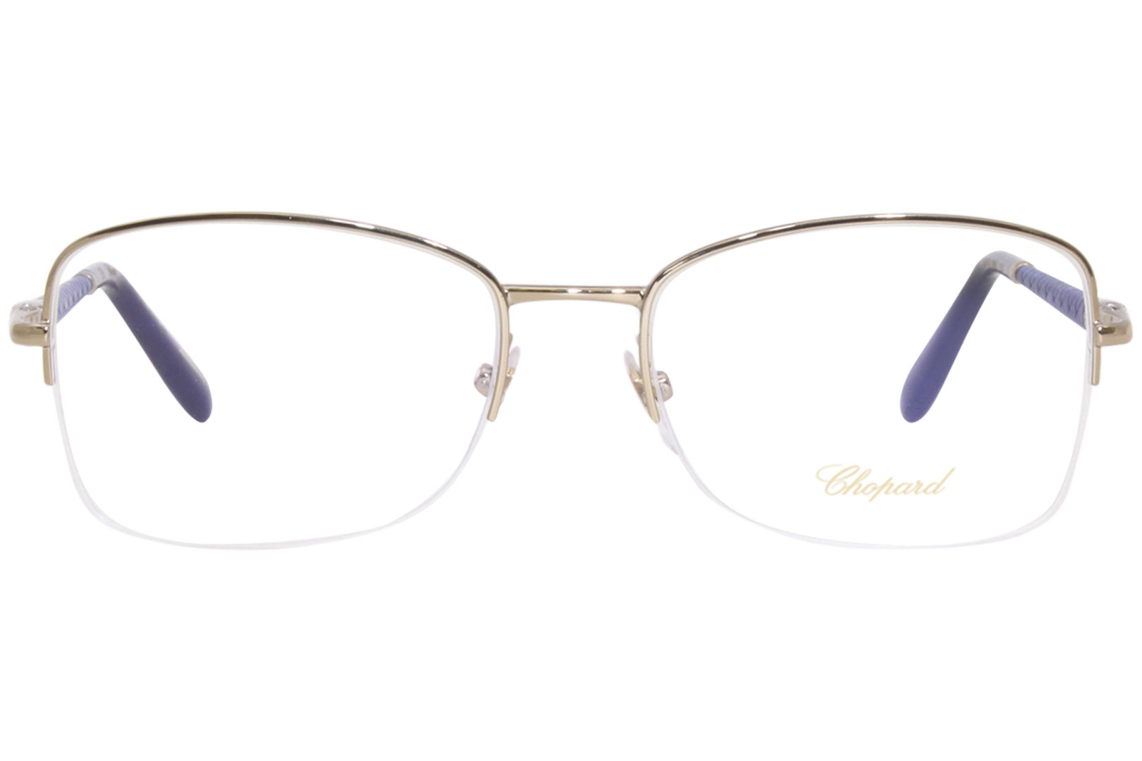 Chopard VCHC72S 08FE Eyeglasses Women's Gold/Blue Semi Rim Square Shape ...