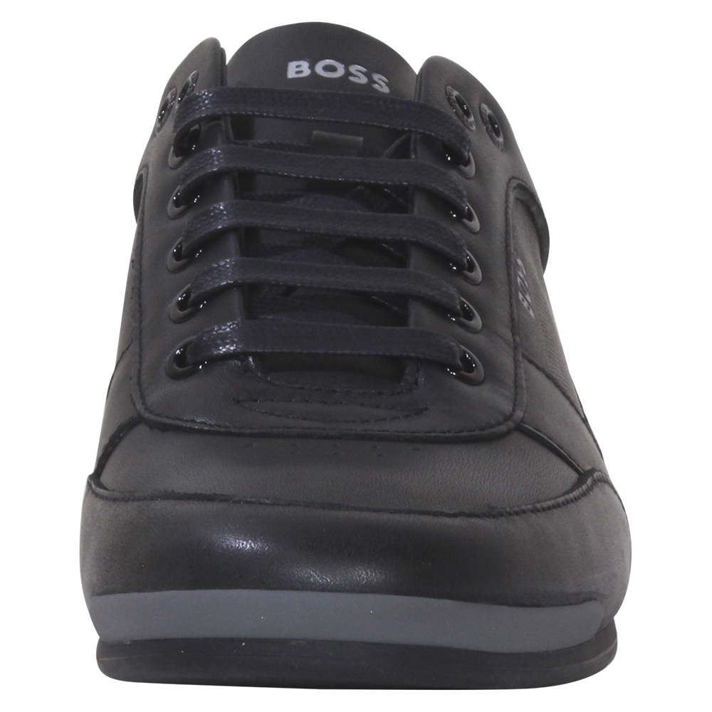 Hugo Boss Men's Saturn Sneakers Black Leather Low Trainer Shoes Sz. 10 ...