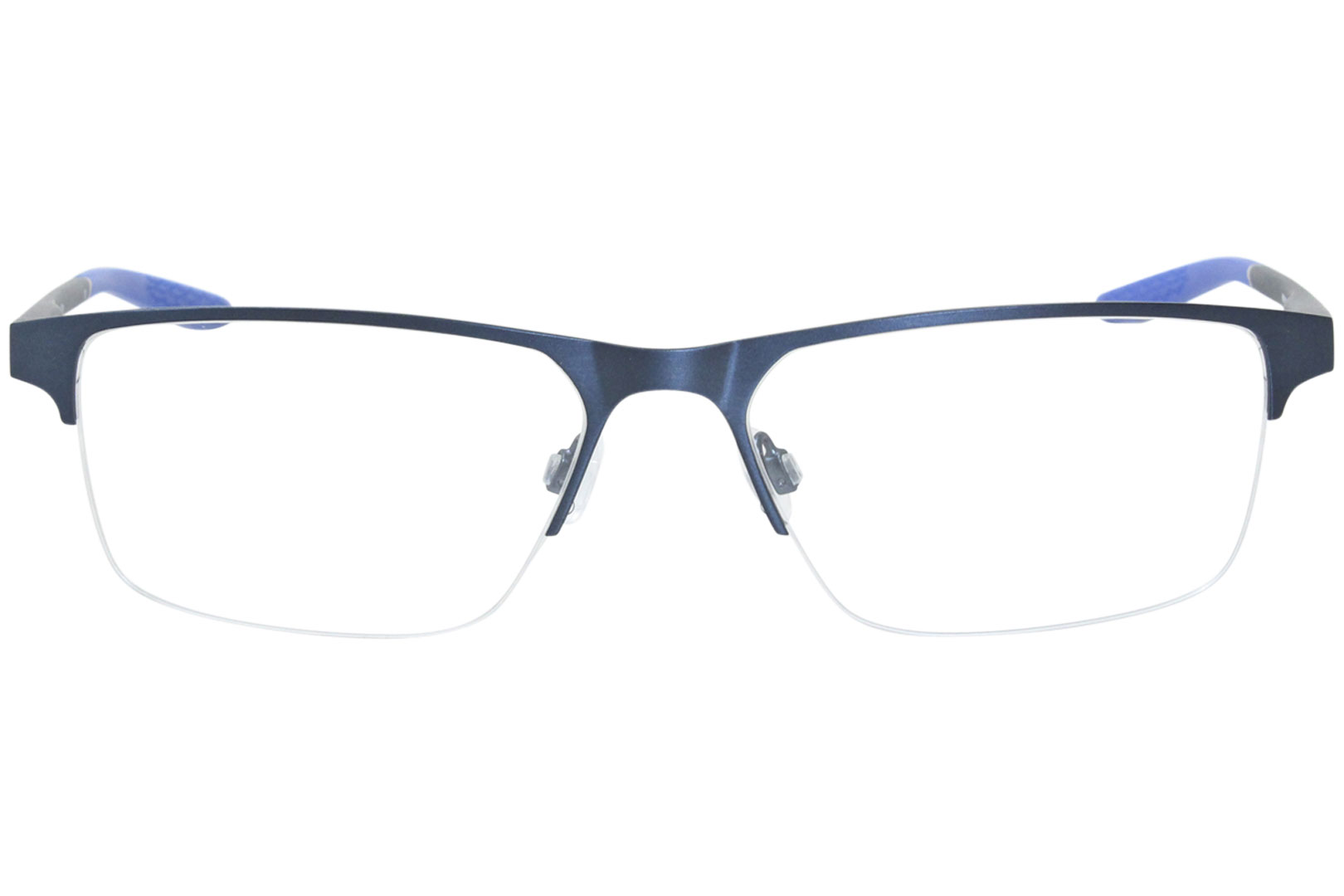 Nike 8045 416 Eyeglasses Men's Brushed Thunder Blue Half Rim ...