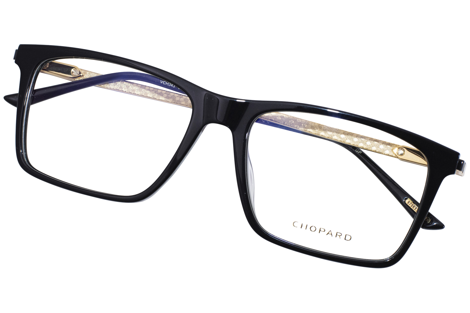 Chopard VCH343 0700 Eyeglasses Titanium Black/23KT Gold Plated Full Rim ...