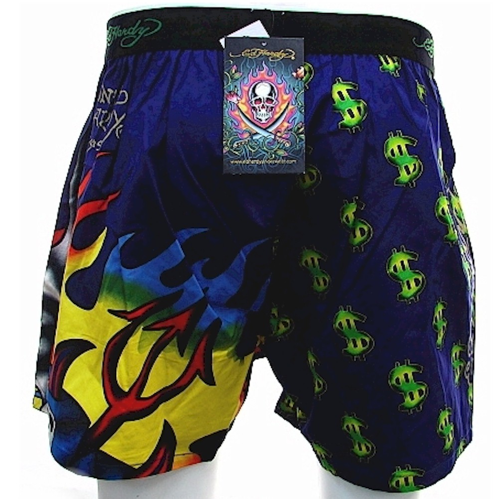 Ed Hardy Bulldog Men's Navy Blue Woven Boxer Shorts | JoyLot.com